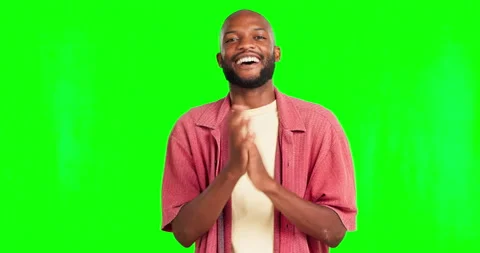 Clapping, green screen and man face in s... | Stock Video | Pond5