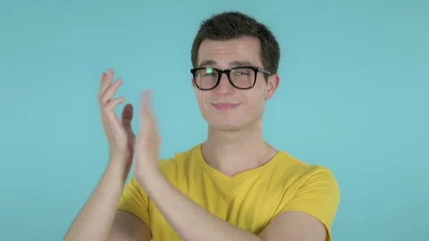 Clapping Young Man Applauding Isolated o... | Stock Video | Pond5
