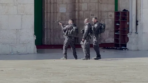 Clashes erupt at Jerusalem's al-Aqsa mos... | Stock Video | Pond5