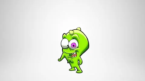 Classic animated monster cheering and ju... | Stock Video | Pond5