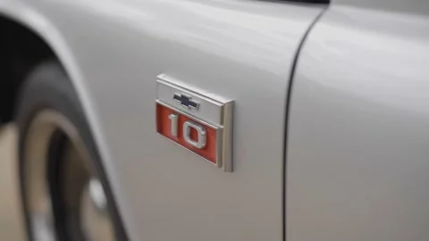 Classic Chevy C10 Model Emblem On The Si... | Stock Video | Pond5