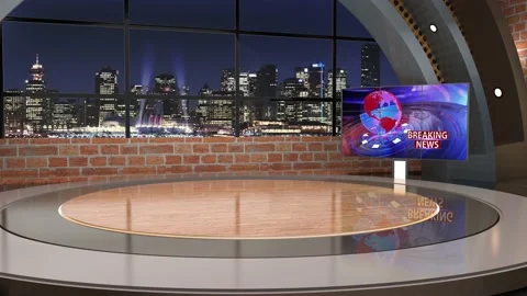 Virtual News Set Anchor Desk Stock Video Footage | Royalty Free Virtual ...
