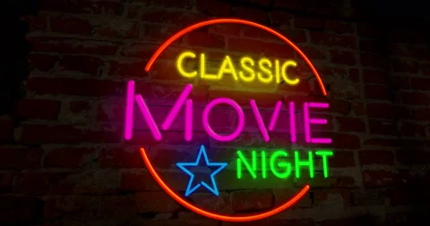 Classic movie night neon | Stock Video | Pond5