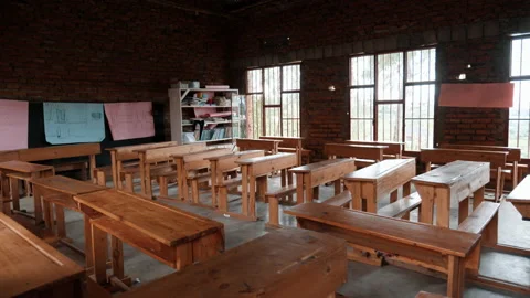 Classroom with empty benches from an Afr... | Stock Video | Pond5