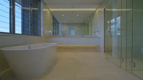 Clean, Modern Luxury Hotel Bathroom With... | Stock Video | Pond5