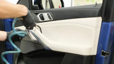 Cleaning the car interior from dust. Car... | Stock Video | Pond5