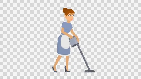 Cleaning lady. Animation of a woman with... | Stock Video | Pond5