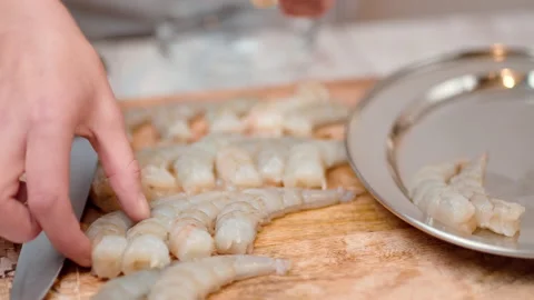 Cleaning Shrimp/prawn procedure by peeli... | Stock Video | Pond5