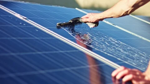 Solar Panel Cleaning Stock Footage ~ Royalty Free Stock Videos | Pond5