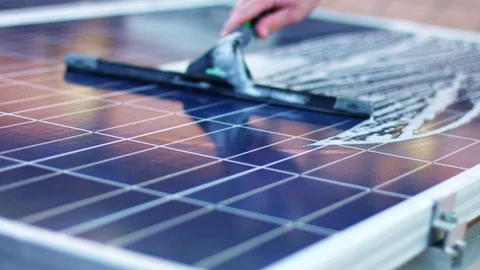 Solar Panel Cleaning Stock Footage ~ Royalty Free Stock Videos | Pond5