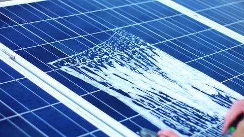 Solar Panel Cleaning Stock Footage ~ Royalty Free Stock Videos | Pond5