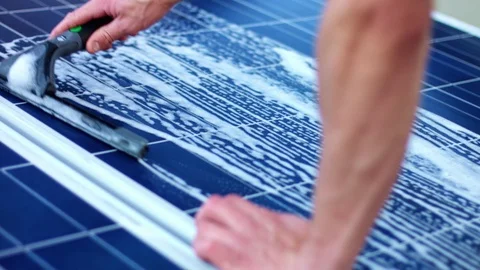 Solar Panel Cleaning Stock Footage ~ Royalty Free Stock Videos | Pond5