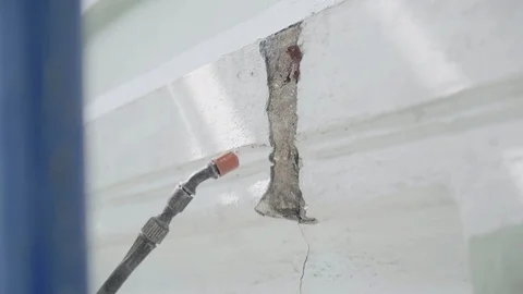 Cleaning washing process of crack in wal... | Stock Video | Pond5