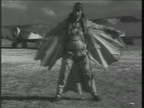 Clem Sohn Bird Man parachutist stuntma... | Stock Video | Pond5