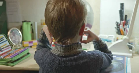 Clever Child Boy Learn Reading Book at D... | Stock Video | Pond5