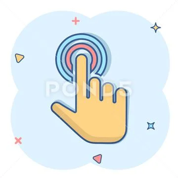Click mouse icon in comic style. Pointer vector cartoon illustration on ...
