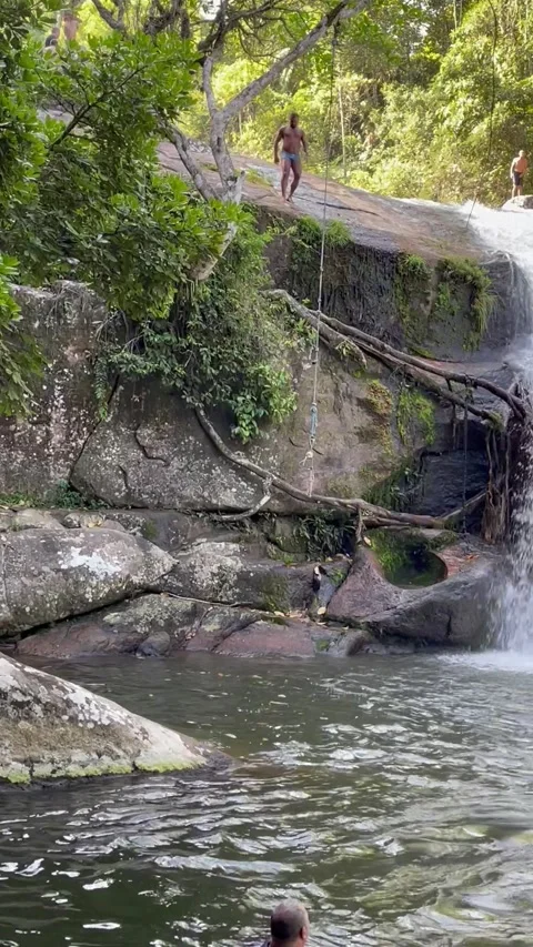 Cliff Jumping Man Loses Traction and Sli... | Stock Video | Pond5