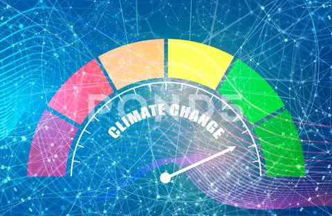Climate change measuring device with arrow and scale. Illustration ...
