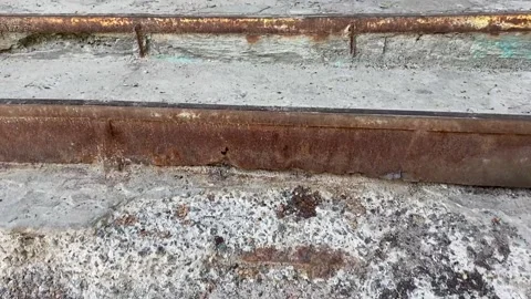 Climbing decrepit stairs. Old rusty stai... | Stock Video | Pond5