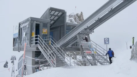 Climbing stairs of funicular station | Stock Video | Pond5
