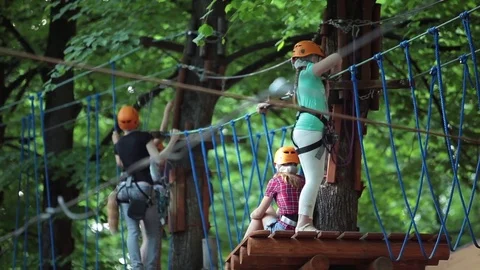 Climbing on trees, outdoor kids game. Ki... | Stock Video | Pond5