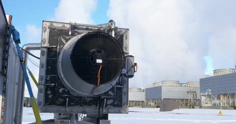 Climeworks carbon capture unit rear, GHG... | Stock Video | Pond5