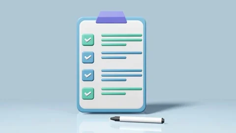 Clipboard with checklist - 3d animation | Stock Video | Pond5