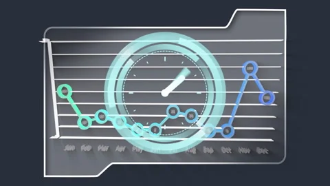 Clock and line graph animation showing d... | Stock Video | Pond5