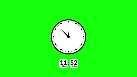 Clock animation 24 hour on green screen | Stock Video | Pond5