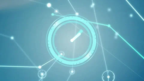 Clock face with network connections and ... | Stock Video | Pond5