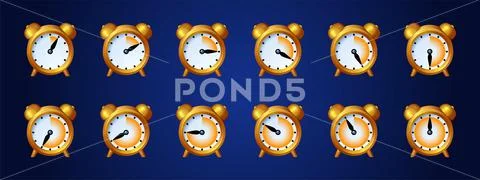 Clock game icons, time animation sprite sheet Illustration #222699876