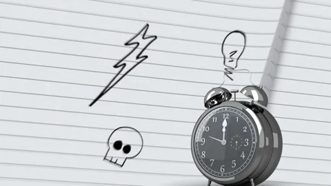 Clock ticking against multiple drawings ... | Stock Video | Pond5