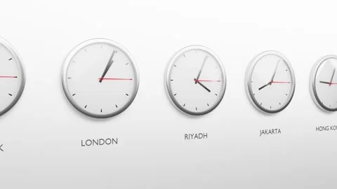 Clocks with Different Time Zones | Stock Video | Pond5