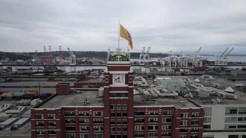 Clockwise aerial orbit of Starbucks Coff... | Stock Video | Pond5