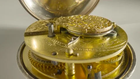 Clockwork mechanism with rotating spring... | Stock Video | Pond5