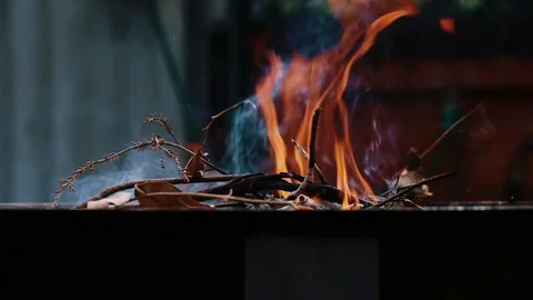 Cloe up side on view of fire with flames... | Stock Video | Pond5
