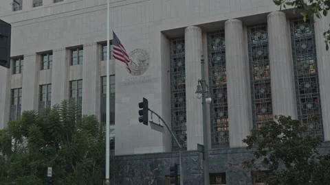 Close up American flag flying outside go... | Stock Video | Pond5