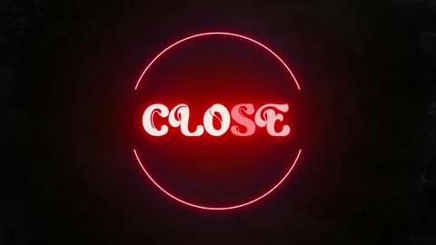 Close animation text with neon style on ... | Stock Video | Pond5