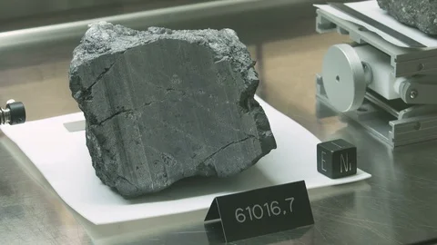 Close Up of a Apollo moon rock sample in... | Stock Video | Pond5