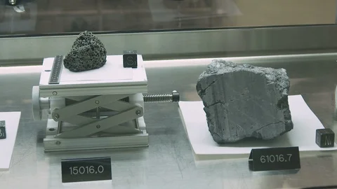 Close Up of a Apollo moon rock sample in... | Stock Video | Pond5
