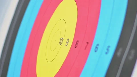 Close-up of the arrow hits the target. T... | Stock Video | Pond5