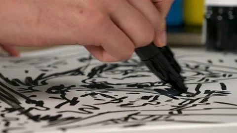 Close up of artist with black markers. d... | Stock Video | Pond5