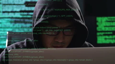 Close Up Of Asian Male Hacker In A Hood ... | Stock Video | Pond5