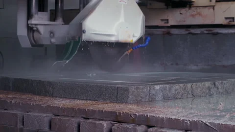 Close Up Of Automated Granite Saw Machin... | Stock Video | Pond5