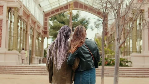 Close up back view of two girls, qeer co... | Stock Video | Pond5