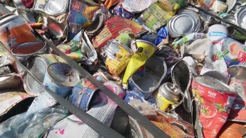Close-up of a bale of compacted tin wast... | Stock Video | Pond5