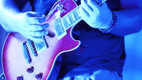 Close-up of a band member playing electr... | Stock Video | Pond5