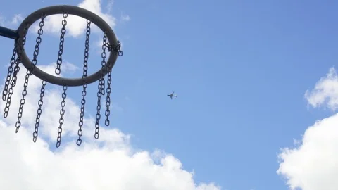 Close up of a Basketball hoop while an a... | Stock Video | Pond5