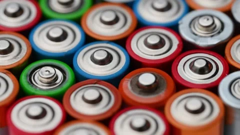 Close-up batteries revolving on a turnta... | Stock Video | Pond5