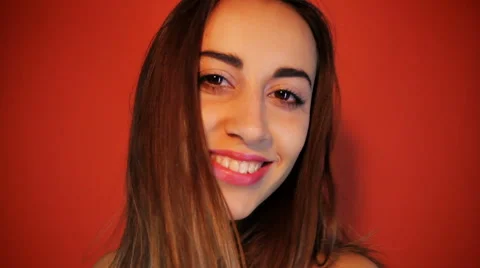 close-up beauty girl turns, slow motion ... | Stock Video | Pond5